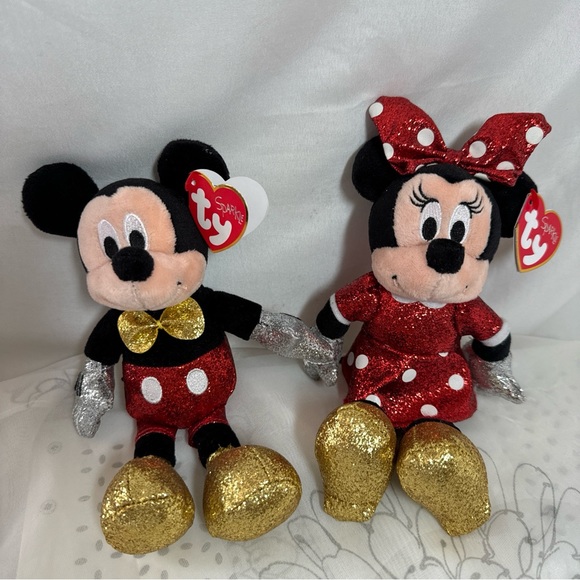 Disney | Toys | Nwt Ty Sparkle Beanie Babies Disney Mickey And Minnie ...